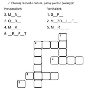 Shkruaj zanoret e duhura, pastaj plotëso fjalëkryqin. | Fëmija Musliman